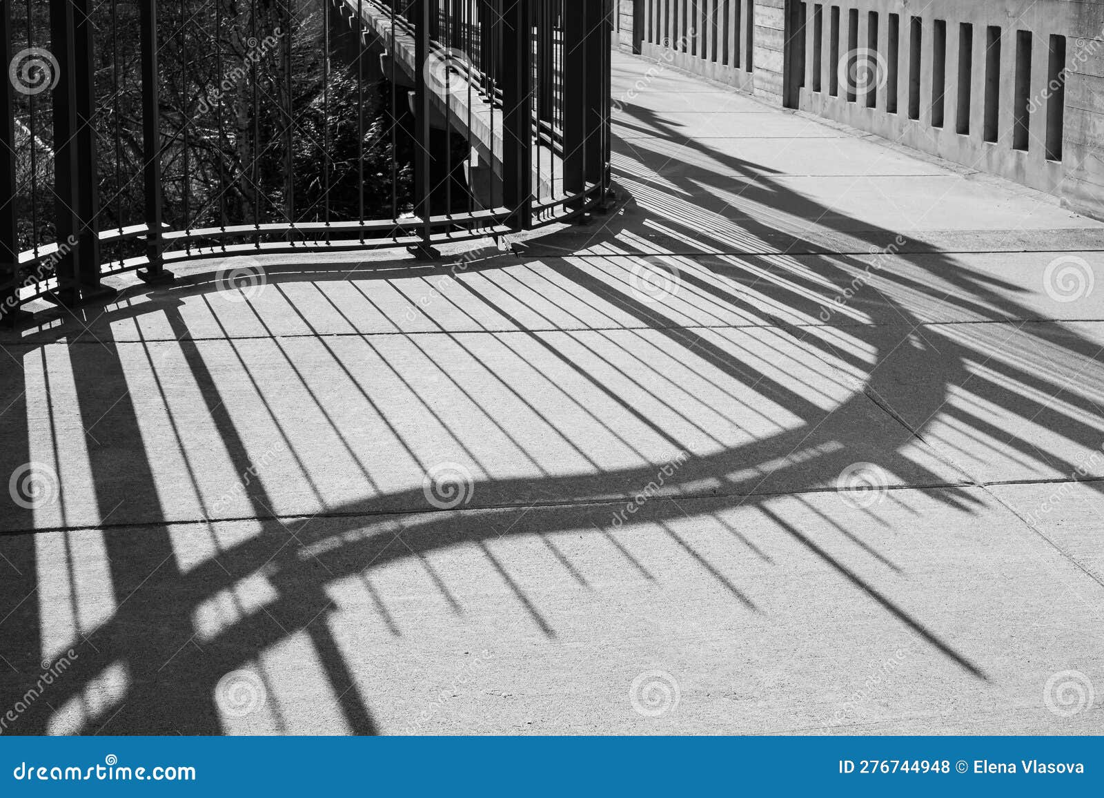 Railing Shadow on the Bridge. Bridge Railing Casts a Shadow Stock Photo ...