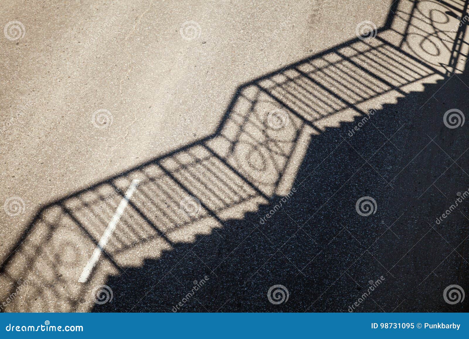 Railing Shadow Pattern on an Empty Road Asphalt Stock Image - Image of ...