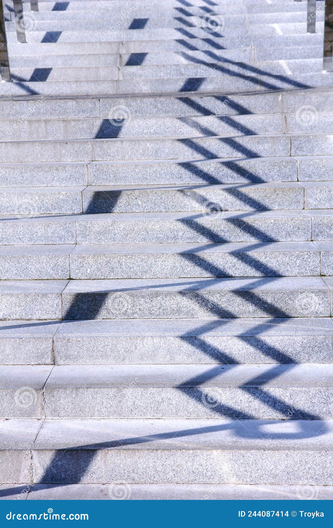 Railing Shadows on Steps of Modern Granite Staircase Stock Photo ...
