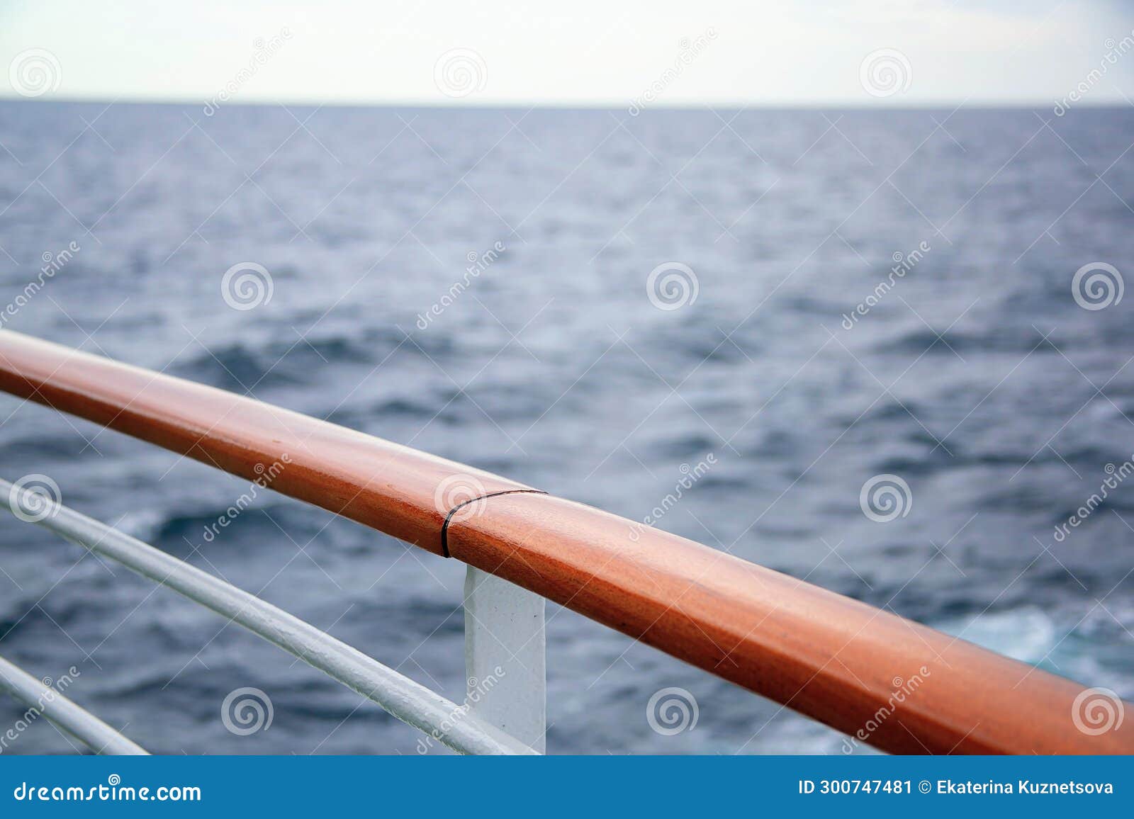 The Railing on the Ship. Sea View through the Railing on Board the ...