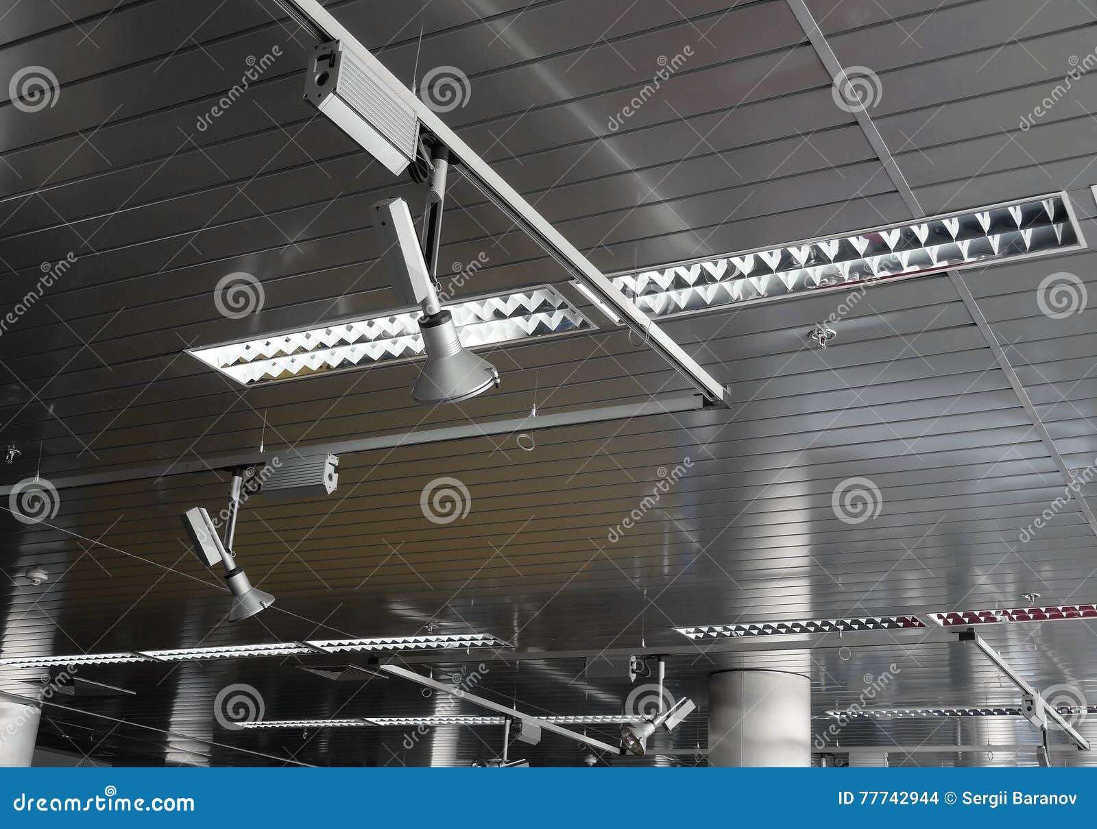 Spotlight Railing On Ceiling Wall. Stock Photography | CartoonDealer ...