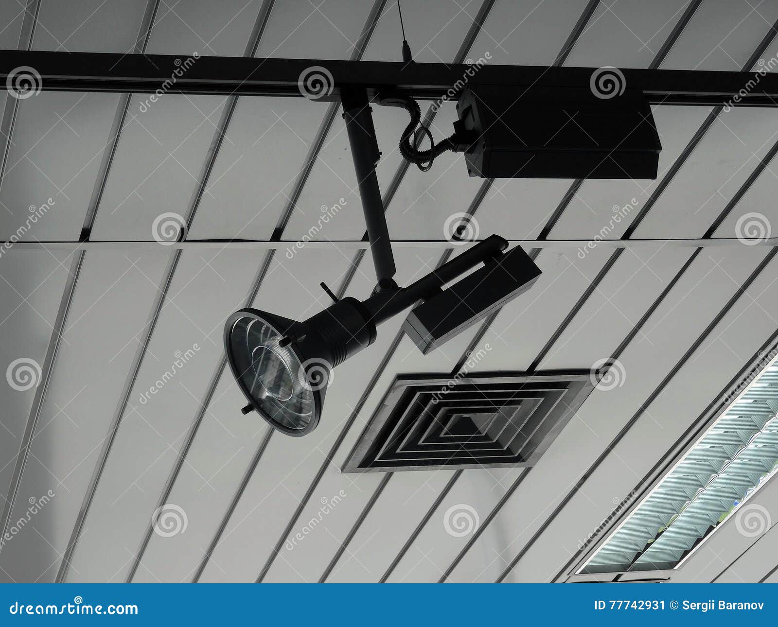 Spotlight Railing On Ceiling Wall. Stock Photography | CartoonDealer ...