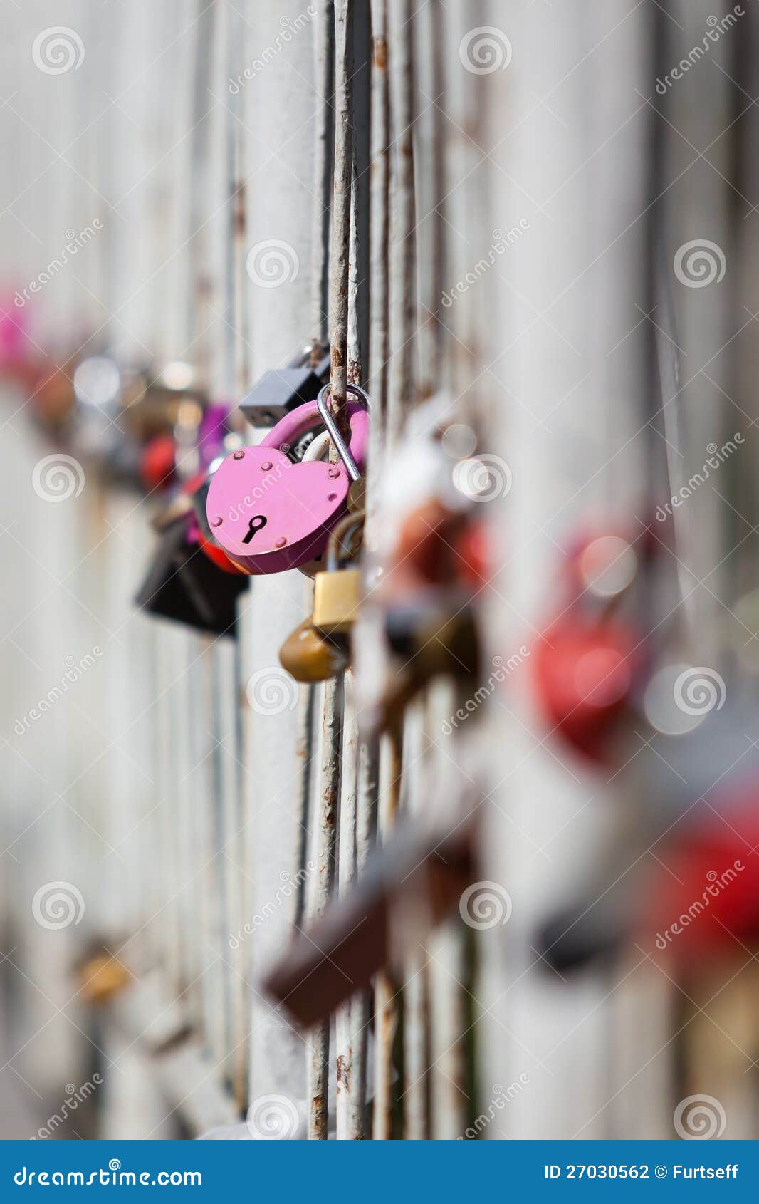 Railings with Hanging Locks Stock Photo - Image of culture, design ...