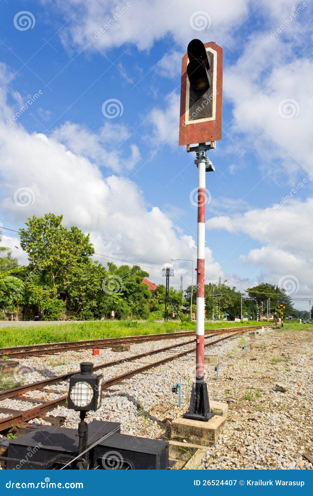 Railroad with Alarm Lights stock image. Image of journey - 26524407