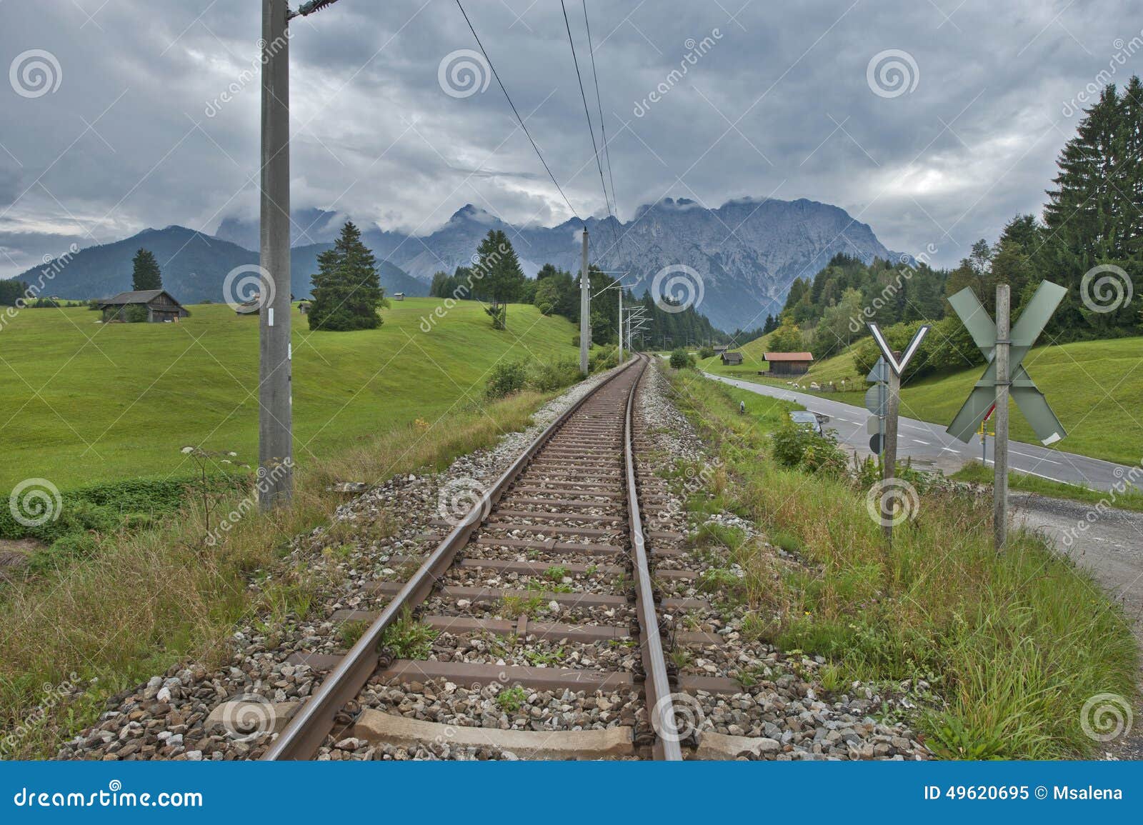 Railroad in the Alps stock image. Image of transportation - 49620695