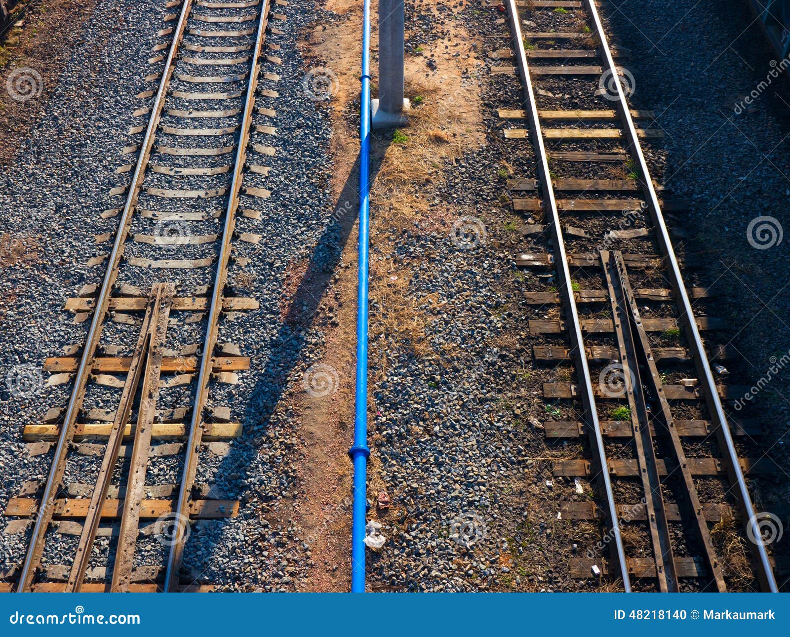 Railroad Background In The Summer Forest. Industrial Background Royalty ...