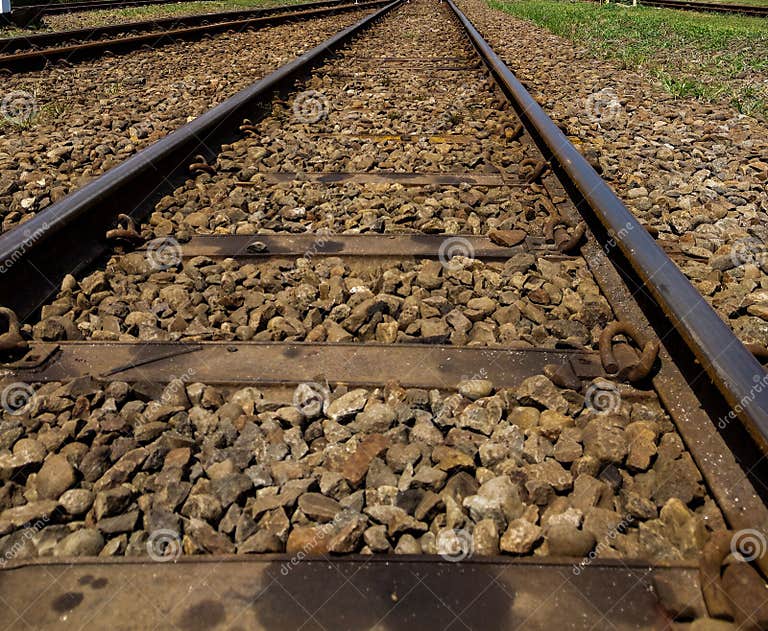 Railroad with Ballast Stone Structure Stock Image - Image of iron ...