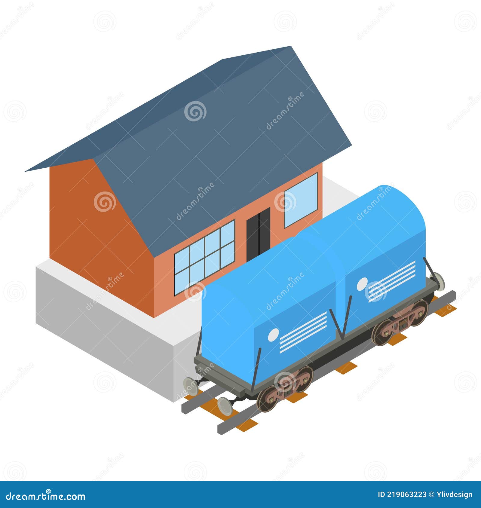 3D Railroad Boxcar Cartoon Vector | CartoonDealer.com #9723633