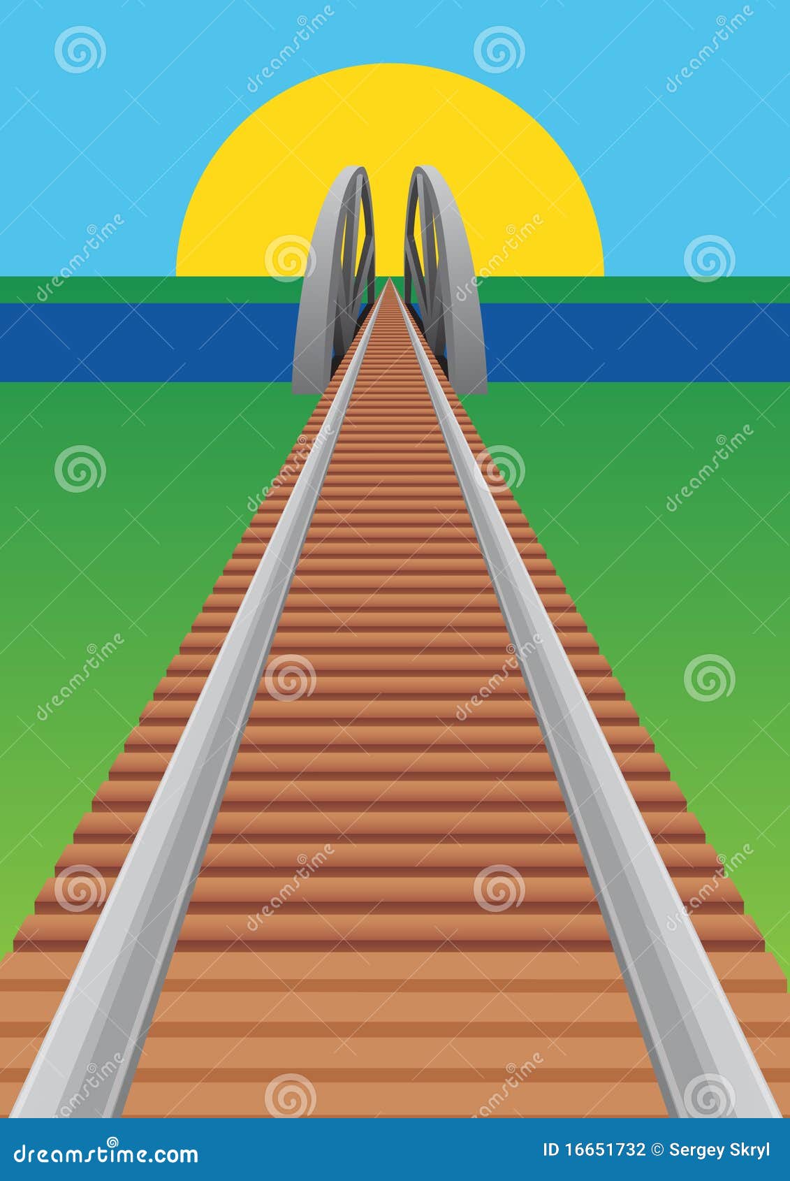 Railroad bridge stock vector. Illustration of steel, drawing - 16651732