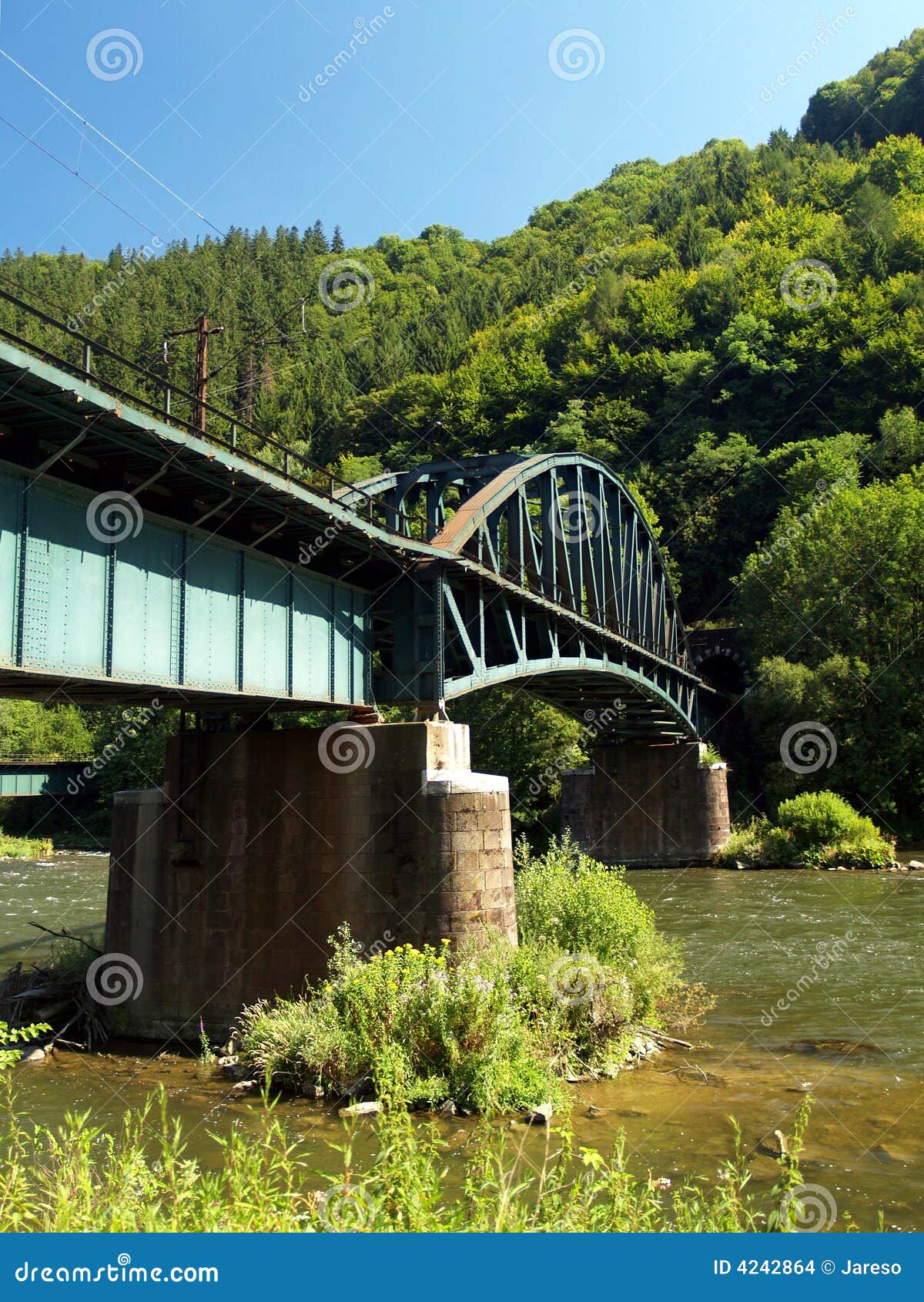 Railroad bridge stock photo. Image of trees, steel, road - 4242864