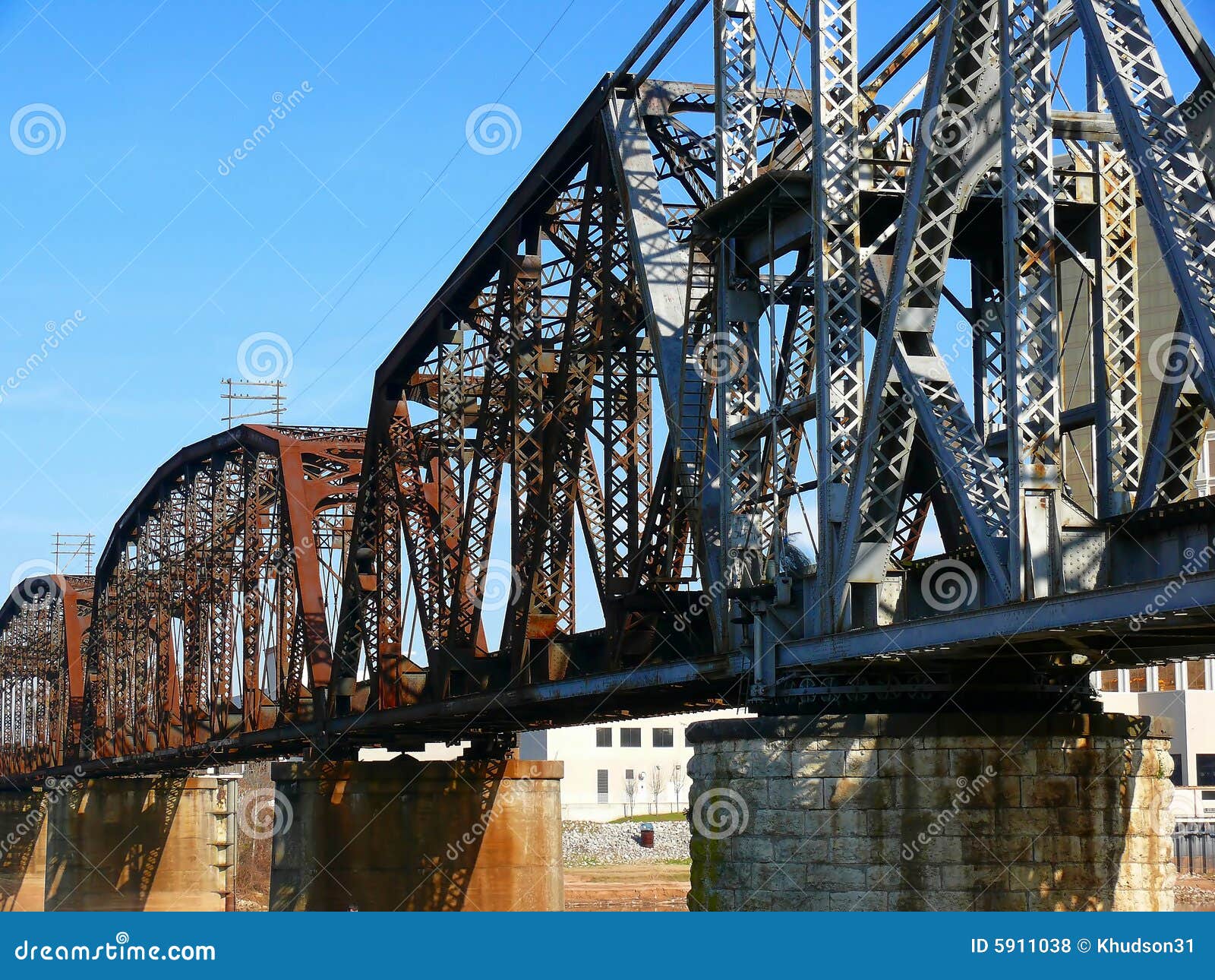 A Railroad Bridge In The Vertical Or Raised Position During A Beautiful ...