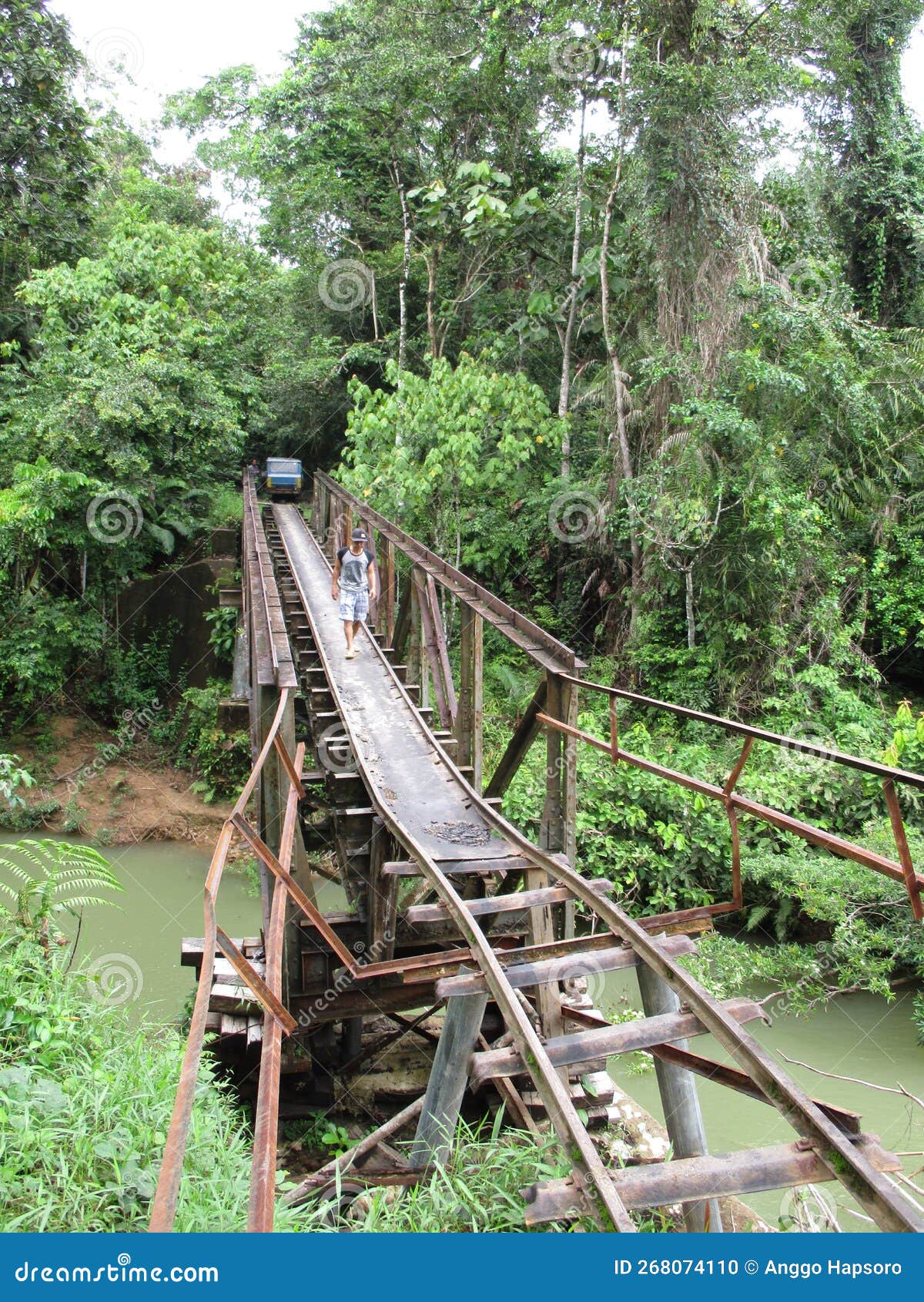 Old Collapsed Steps Of A High Railway Bridge With Holes. Broken ...