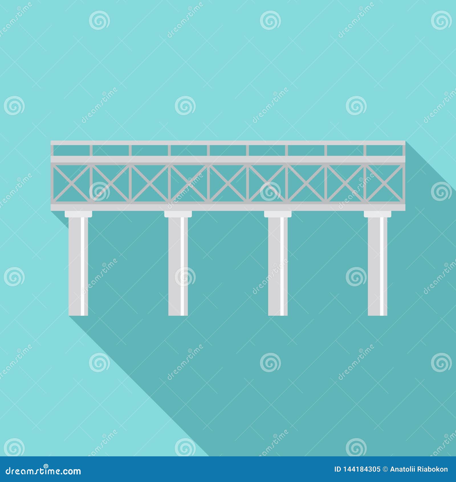 Railroad Bridge Icon, Flat Style Stock Vector - Illustration of bridge ...