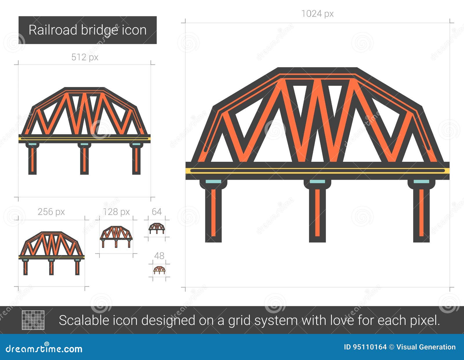 Railroad bridge line icon. stock vector. Illustration of infrastructure ...