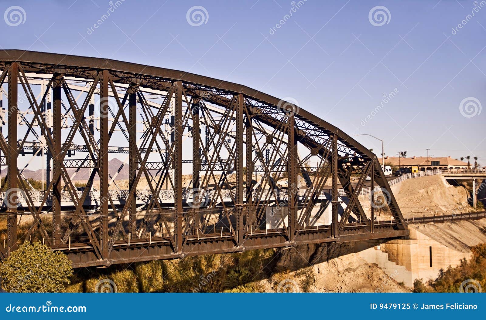 Railroad Bridge Over the Colorado River Stock Image - Image of trestles ...