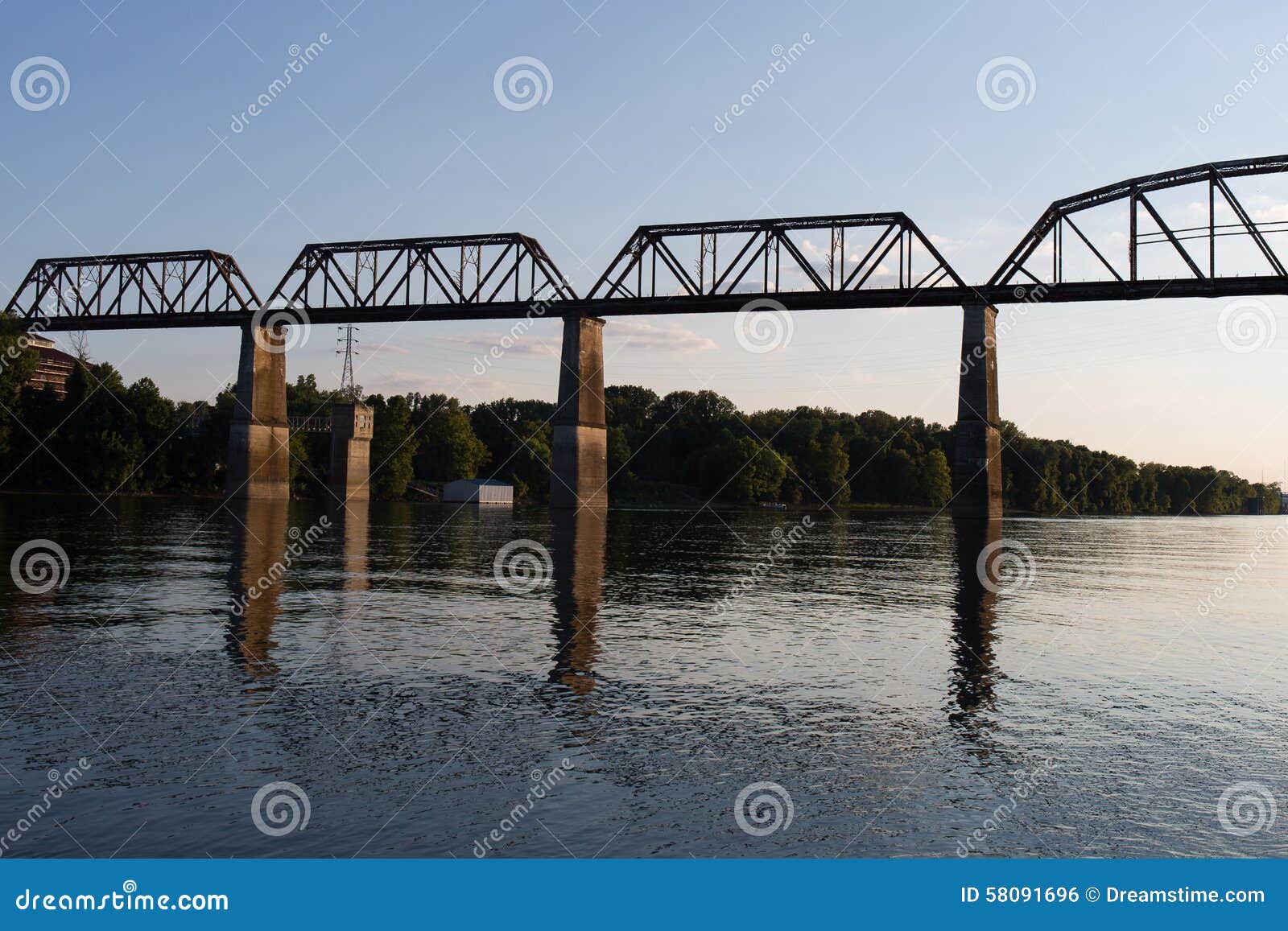 Railroad Bridge Over Cumberland River Stock Photo - Image of reflection ...