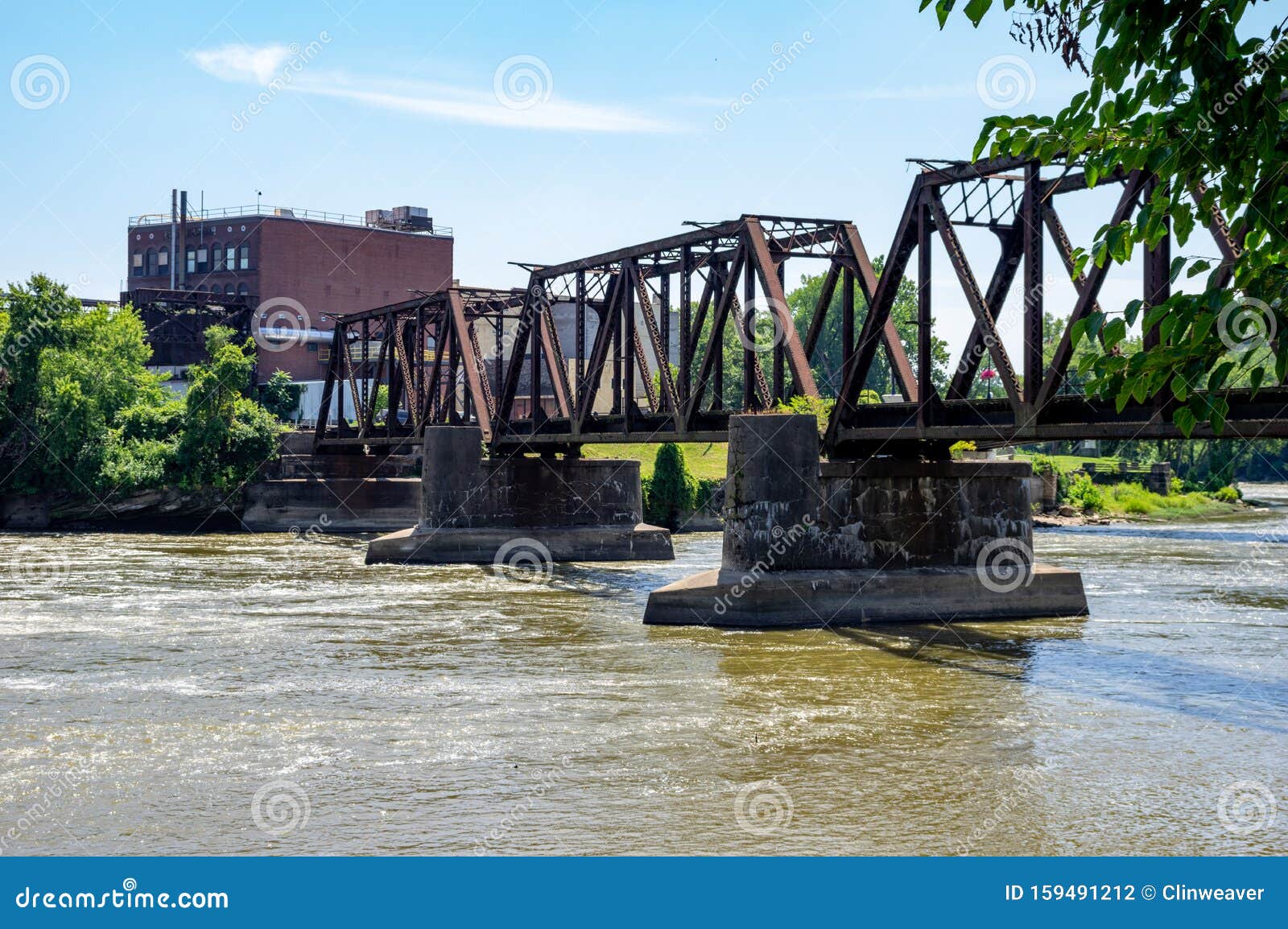 Railroad Bridge over River stock photo. Image of bridge - 159491212