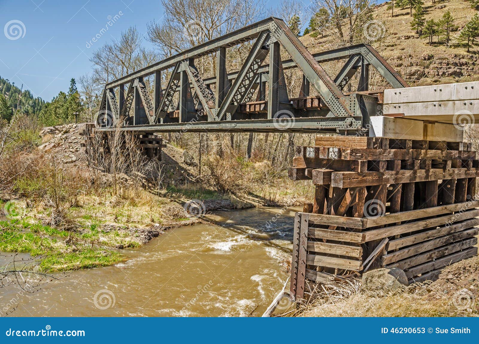 Railroad Bridge Over River stock image. Image of industrial - 46290653
