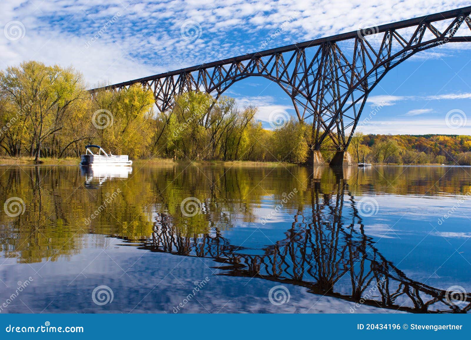 Railroad Bridge Reflections Stock Photo - Image of railway, boat: 20434196