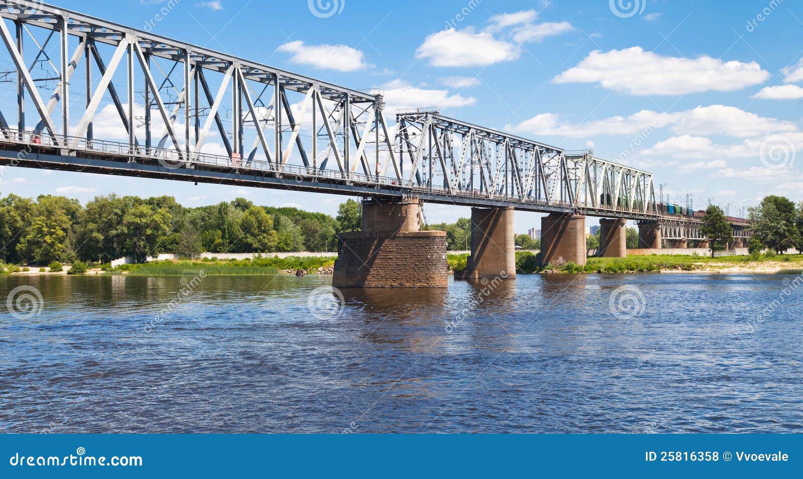 Railroad Bridge through River Stock Photo - Image of steel, podilskyi ...