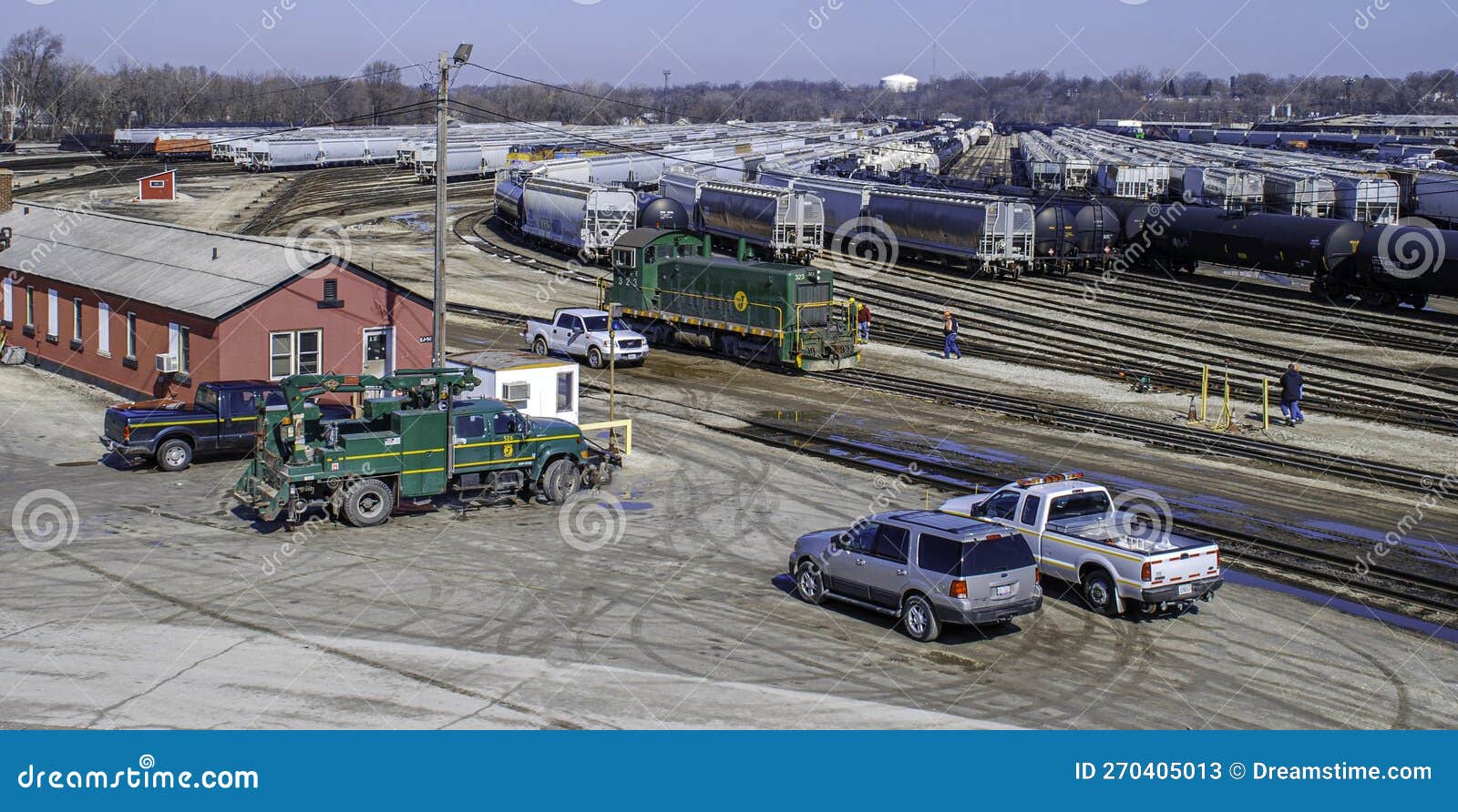 A Railroad Classification Yard is Filled with Freight Cars and EJ&E ...