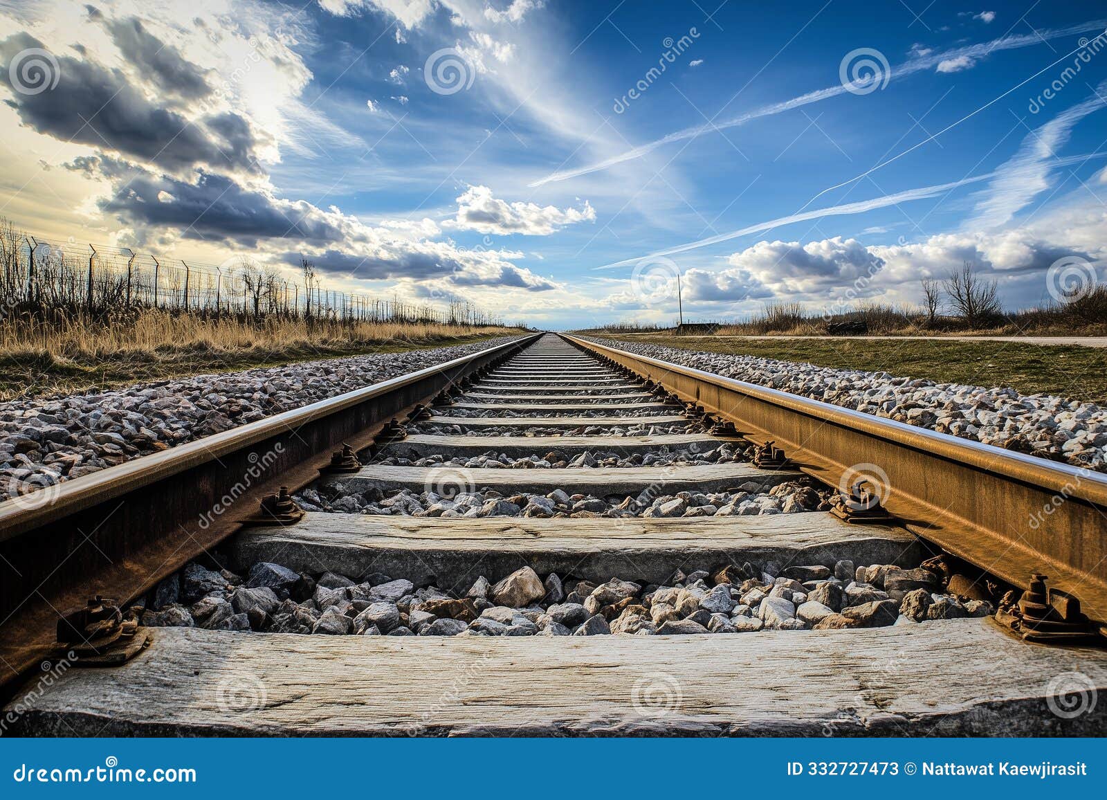 Railroad Clear Sky and Cloud by Generative Ai Stock Illustration ...
