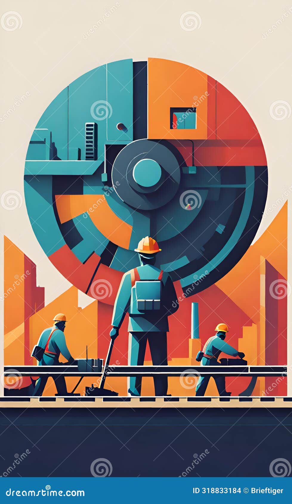 Railroad Construction Horizontal Banners Vector Illustration ...