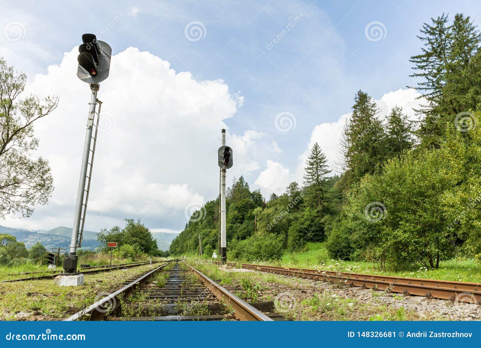Railroad Corridor, Steel Rail In Nature Background Royalty-Free Stock ...