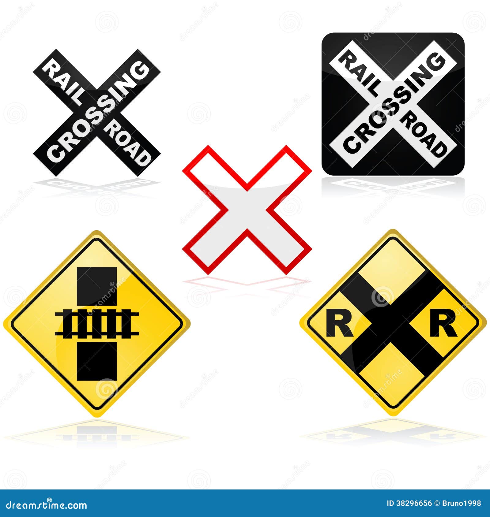Railroad Crossing Warning Sign Isolated On Transparent Background ...