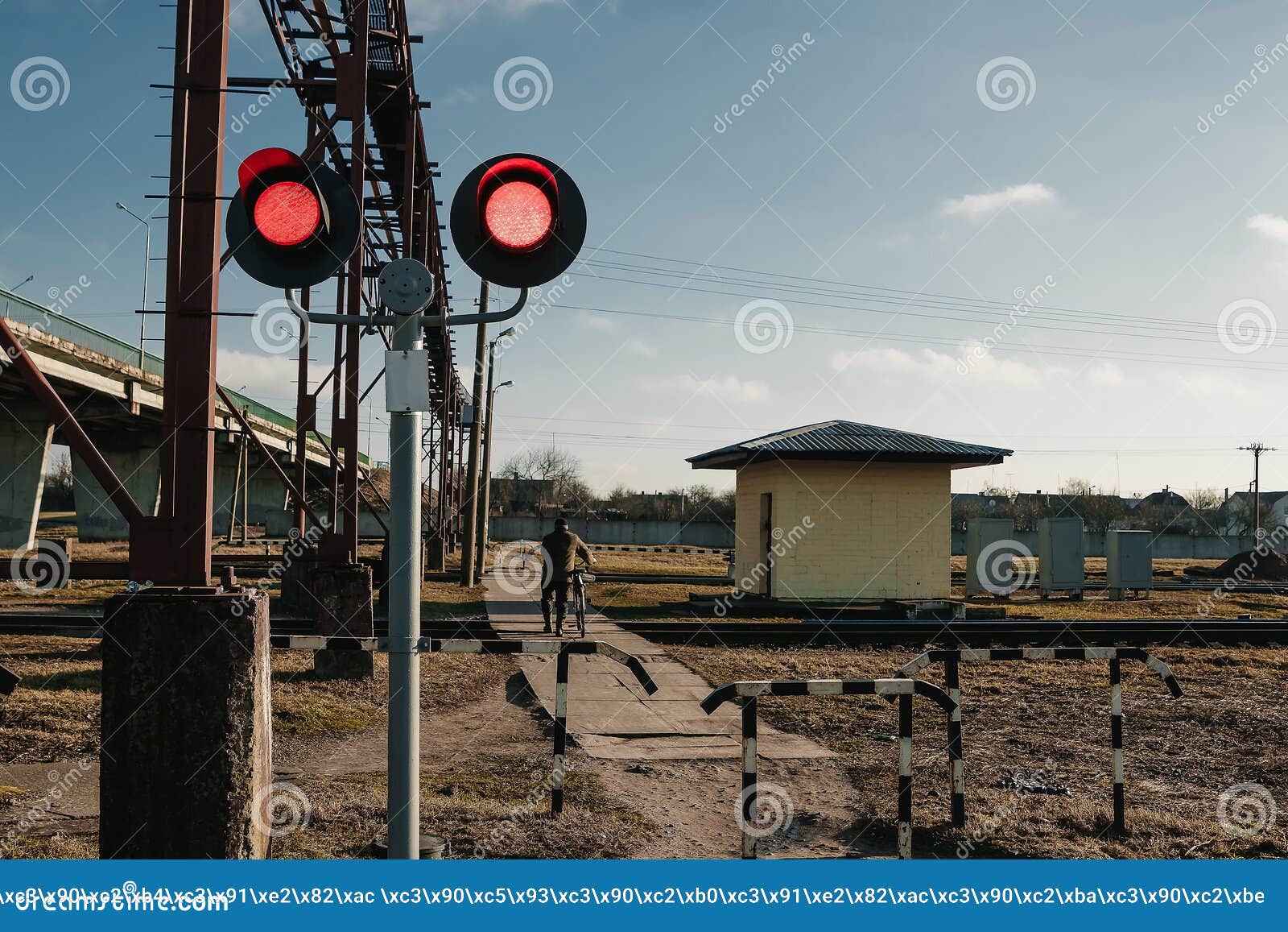 Railroad Crossing, Flashing Traffic Light Stock Photo - Image of ...