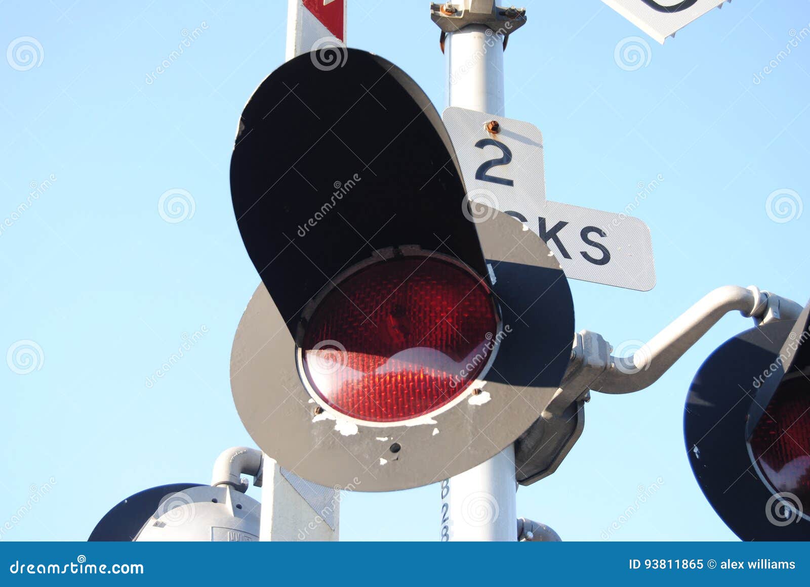 Railroad Crossing Lights at Train Tracks Stock Image - Image of danger ...