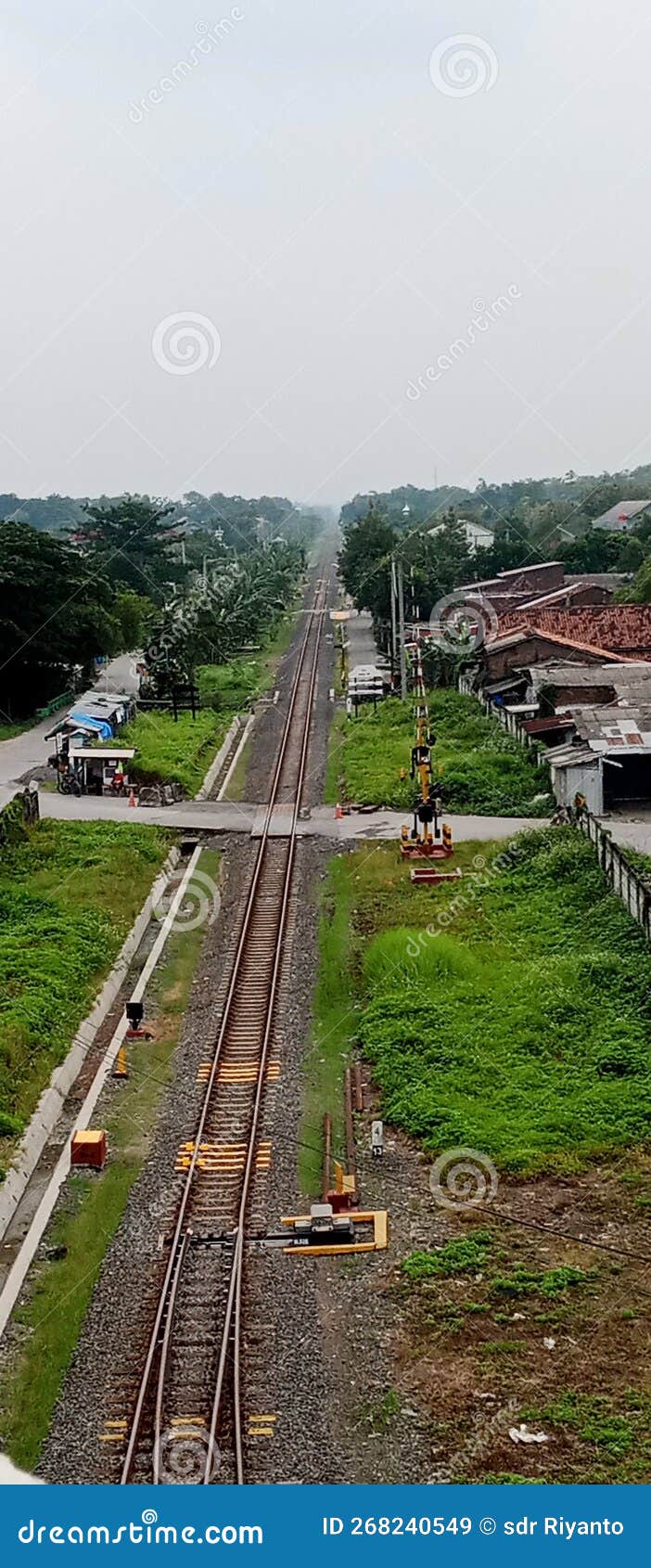 Railroad Crossing from the Overpass Stock Image - Image of railroad ...