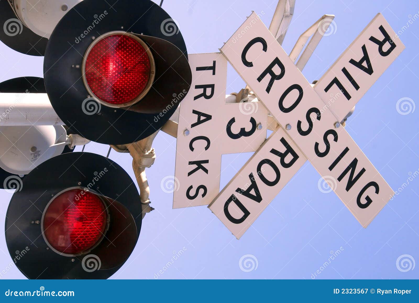 Railroad Crossing Sign stock image. Image of blinking - 2323567