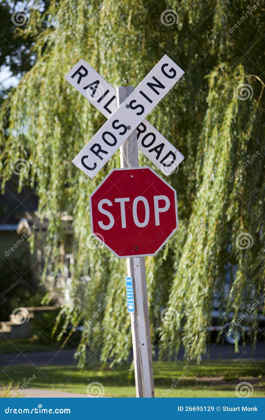 Railroad Crossing Sign stock image. Image of stop, railroad - 26695129