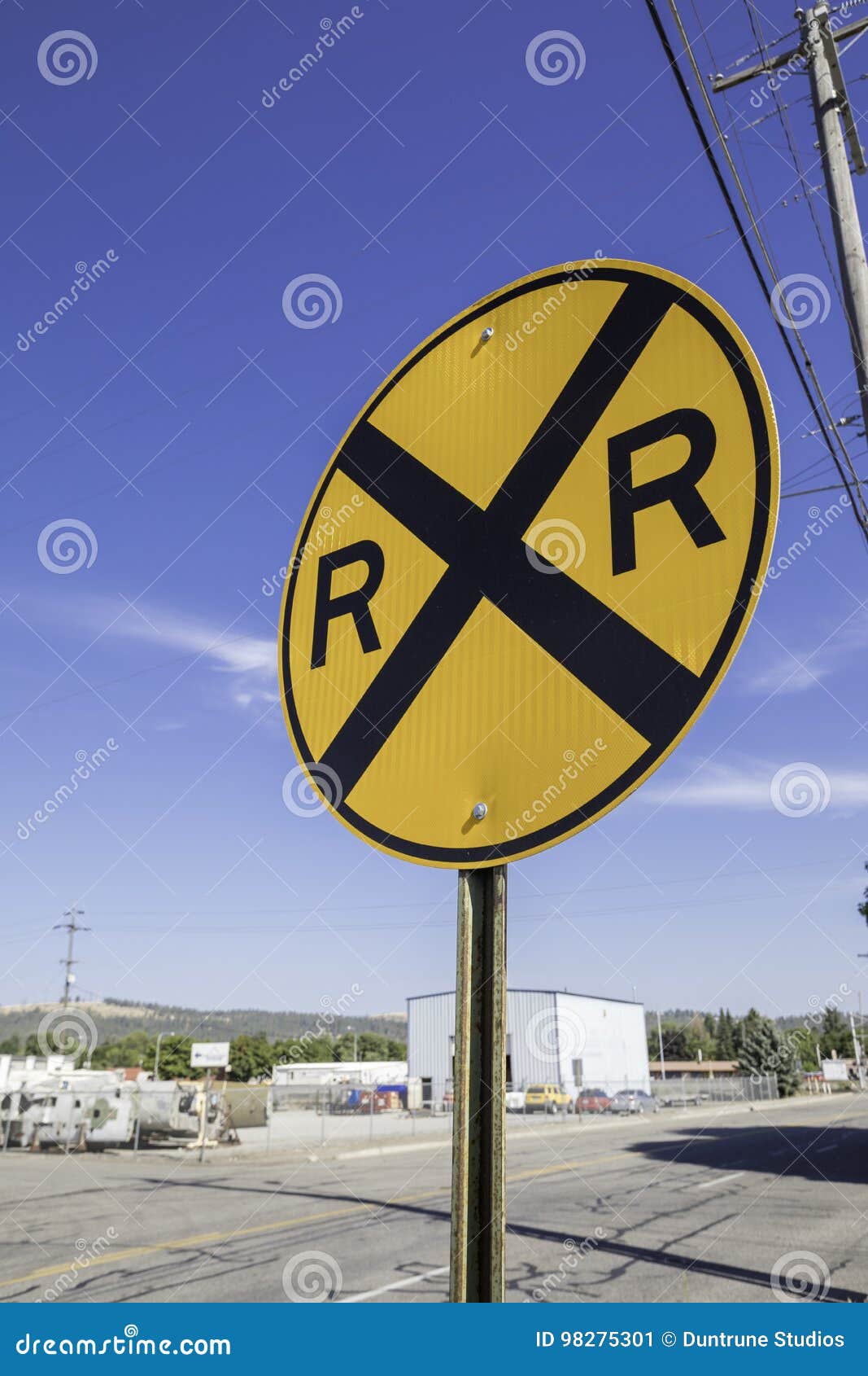 Railroad Crossing Sign stock image. Image of stop, danger - 98275301