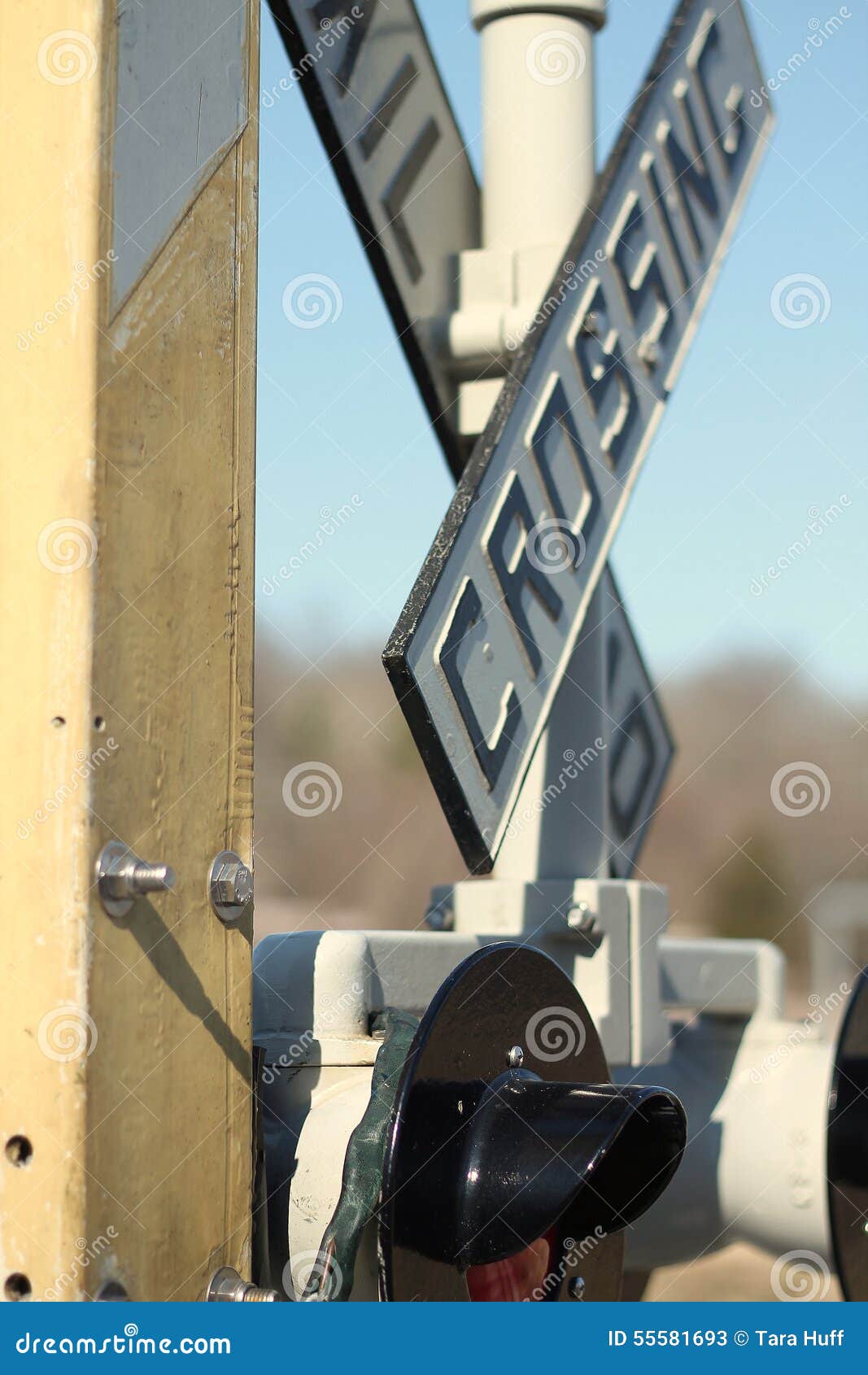 Railroad Crossing Sign stock image. Image of yellow, signal - 55581693