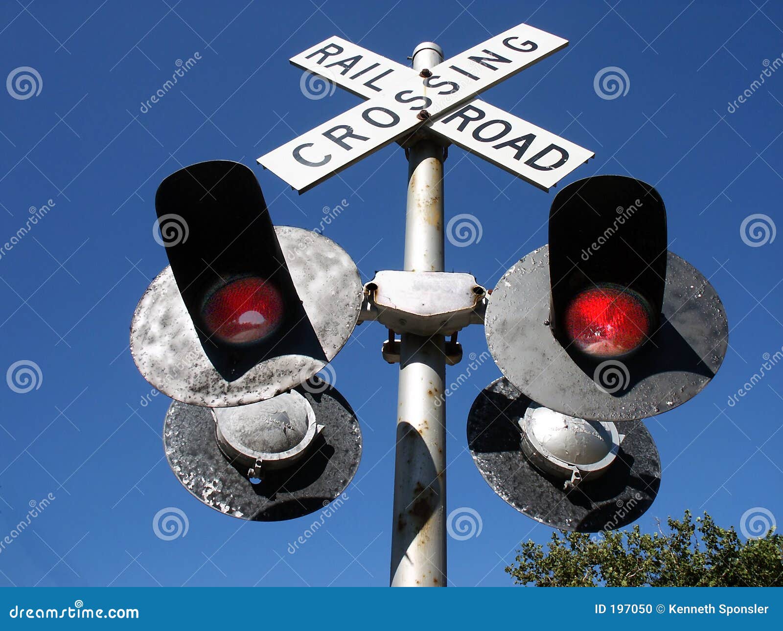 Railroad crossing signal stock photo. Image of pole, flashers - 197050