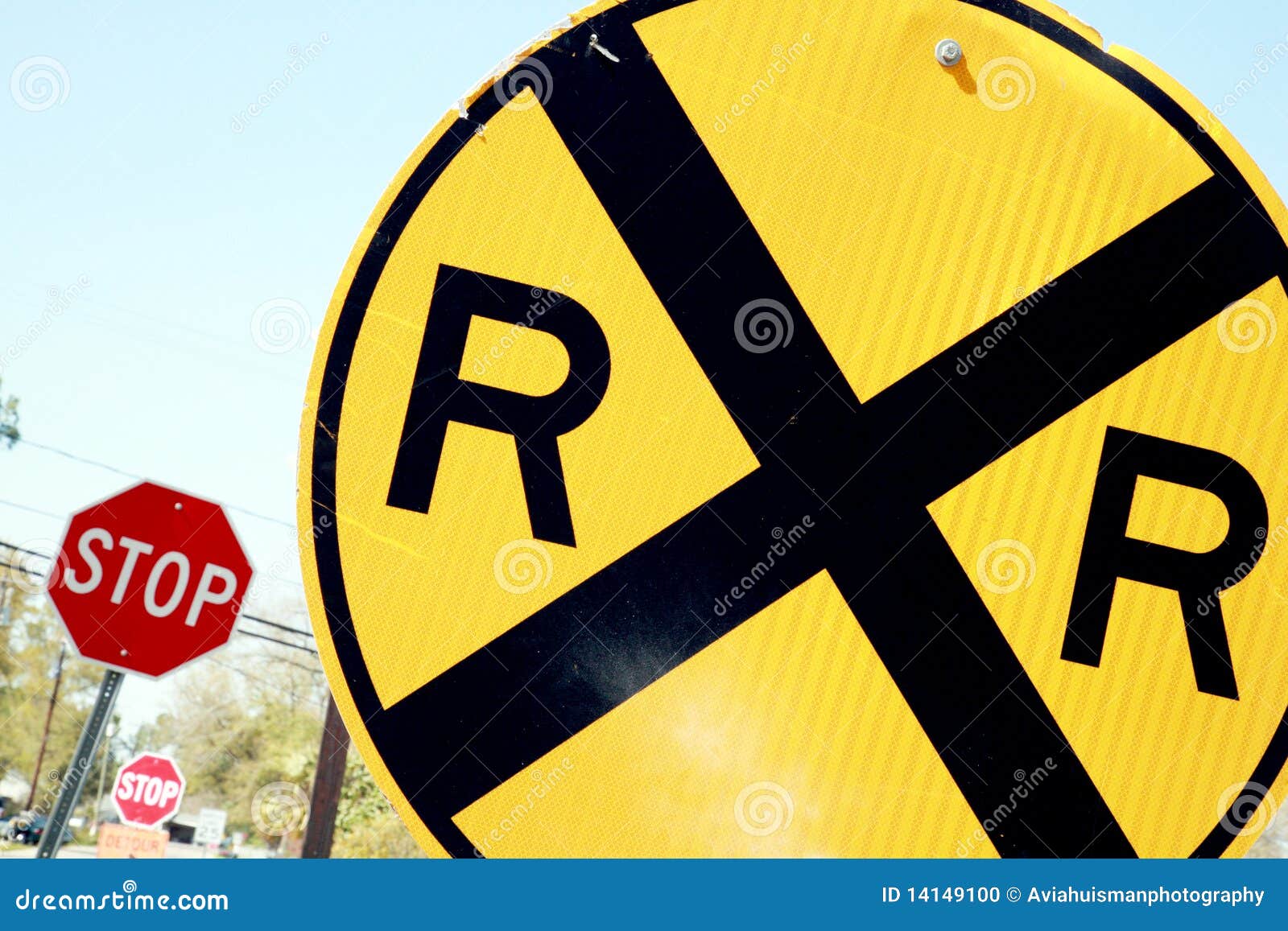Railroad Crossing Signs stock photo. Image of alert, railway - 14149100