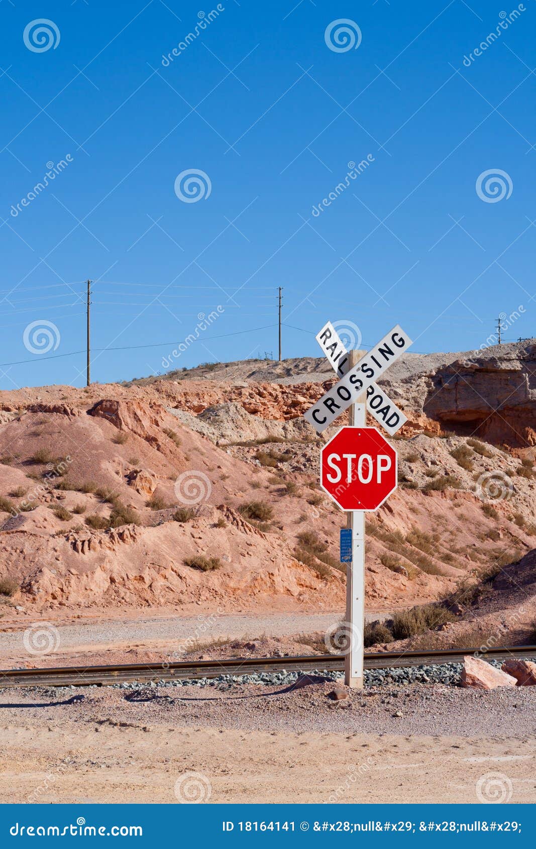 Railroad Crossing With Stop Sign Stock Image - Image of blue, rail ...