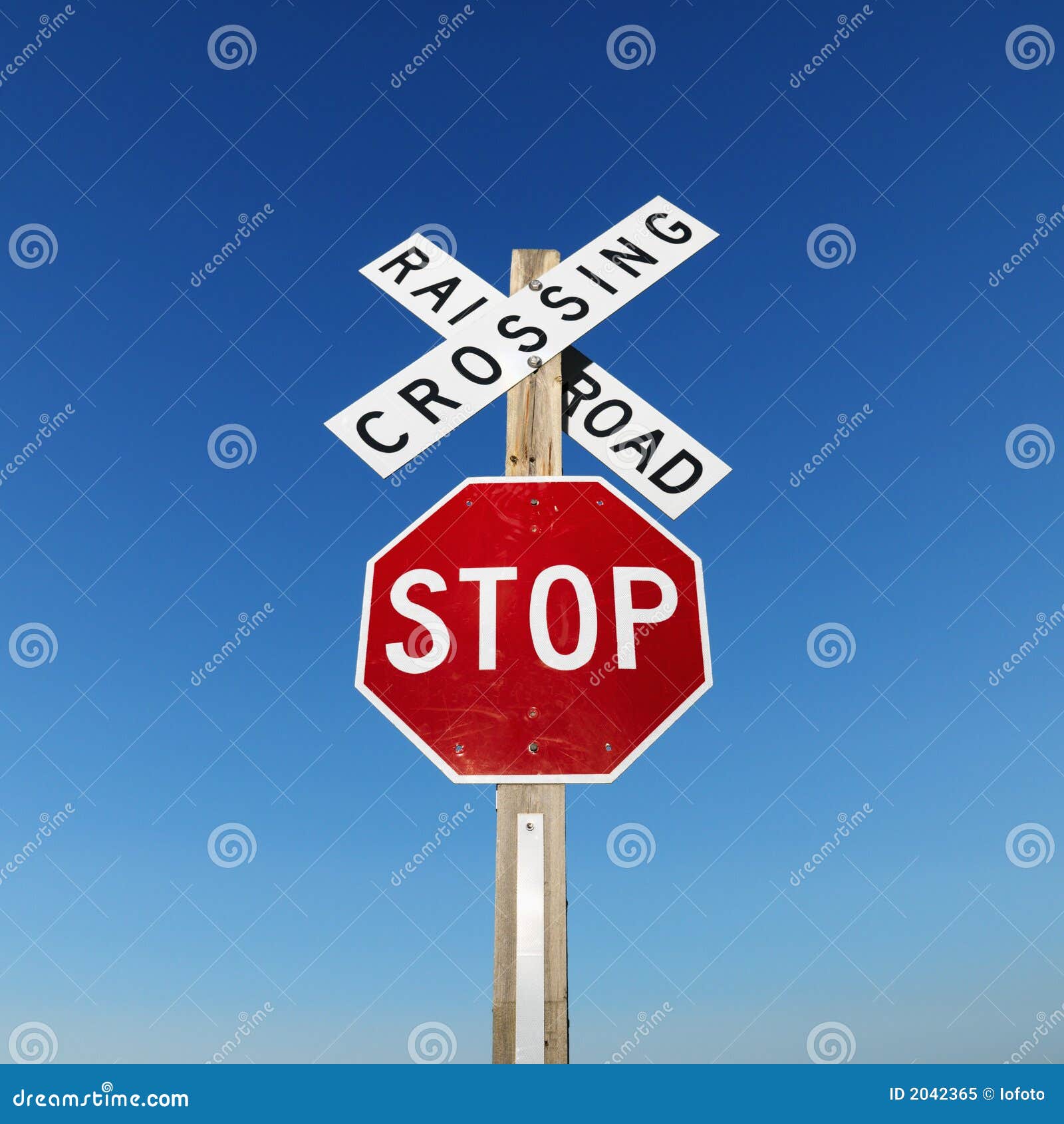 Railroad Crossing and Stop Signs. Stock Image - Image of colour, north ...