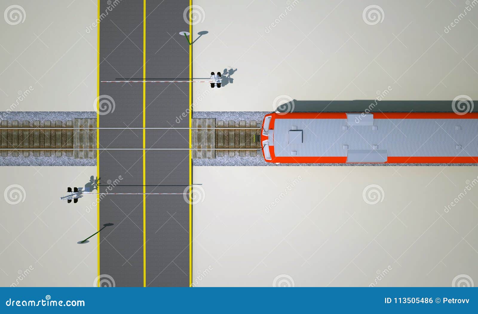 Railroad crossing top view stock illustration. Illustration of outdoor ...