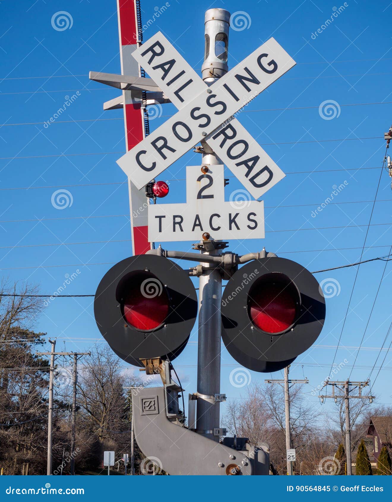 Railroad crossing stock image. Image of lights, danger - 90564845
