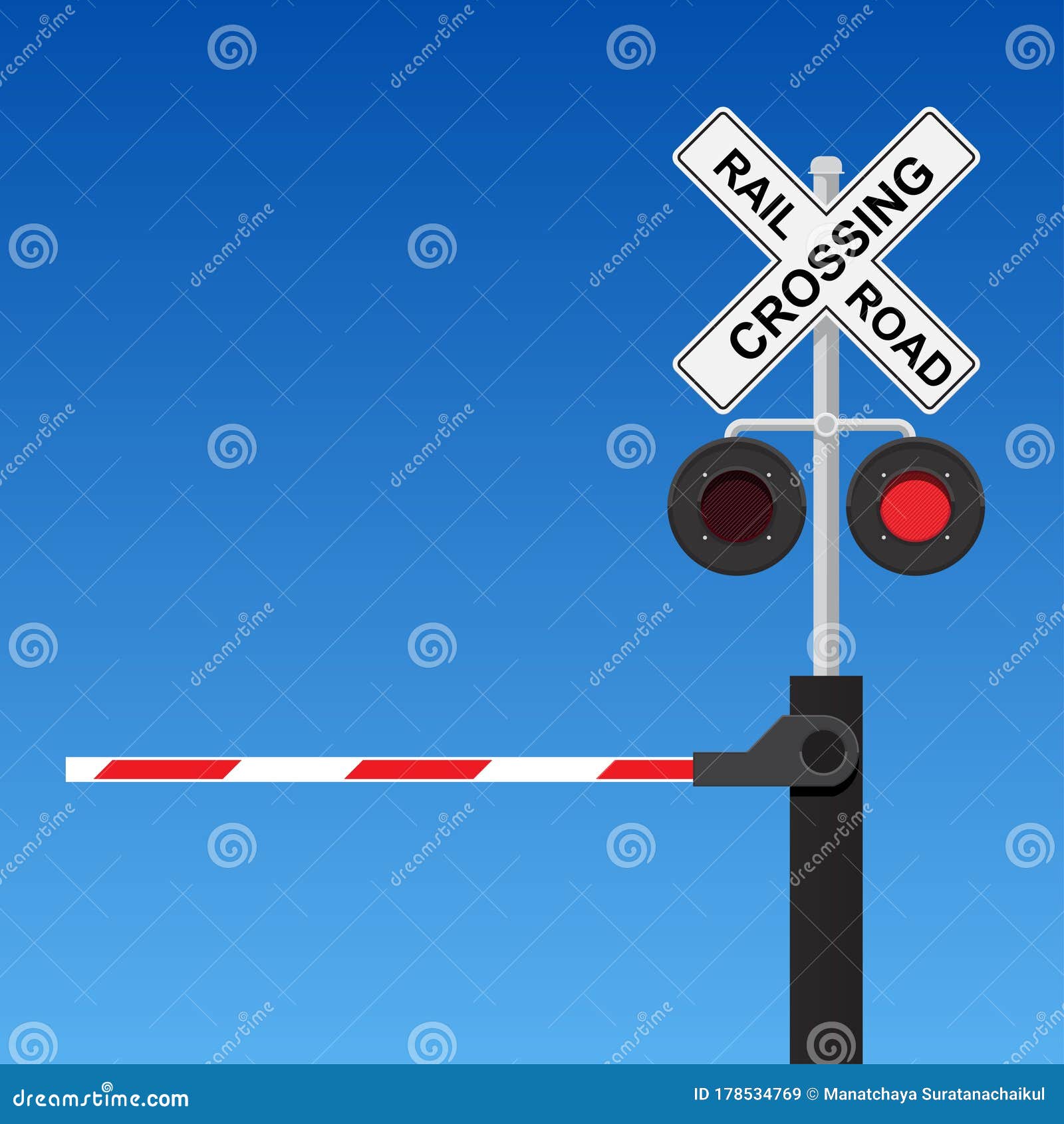Railroad Crossing Vector Flat Design. Stock Illustration - Illustration ... Railroad Crossing Vector Flat Design. Stock Illustration - Illustration ...