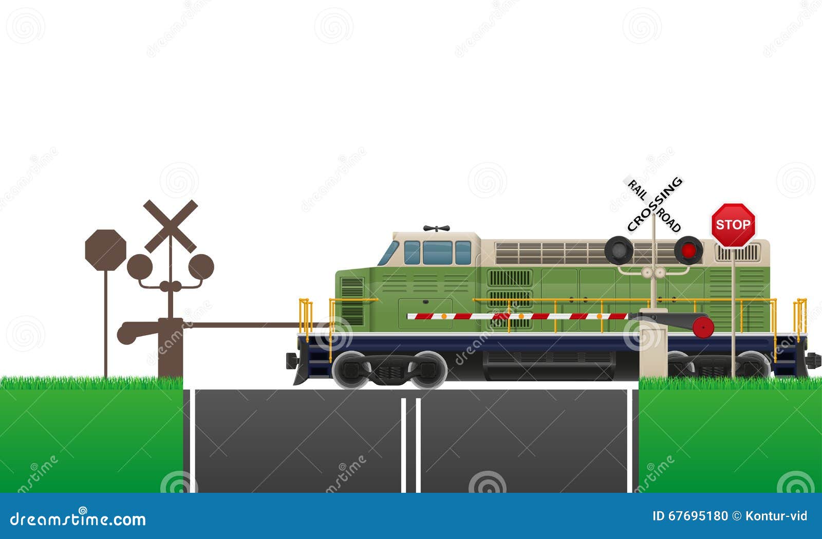 Railroad Crossing Vector Illustration Stock Vector - Illustration of ...