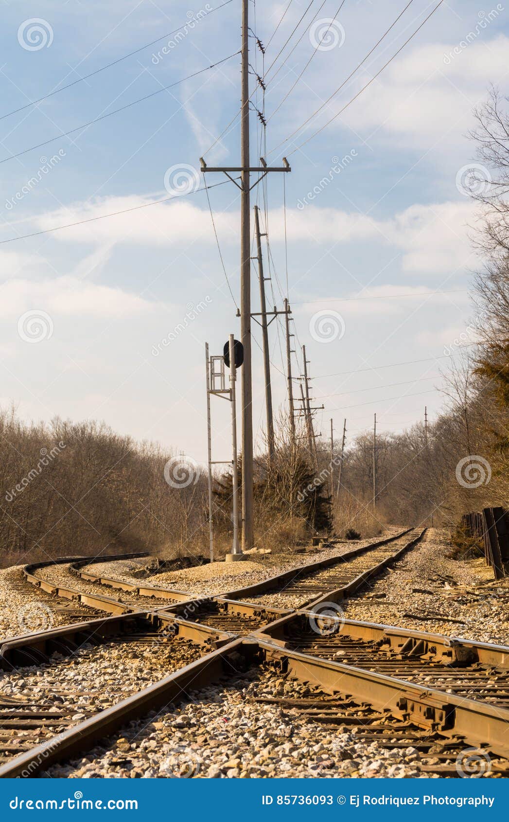 Railroad crossroads. stock image. Image of rail, america - 85736093