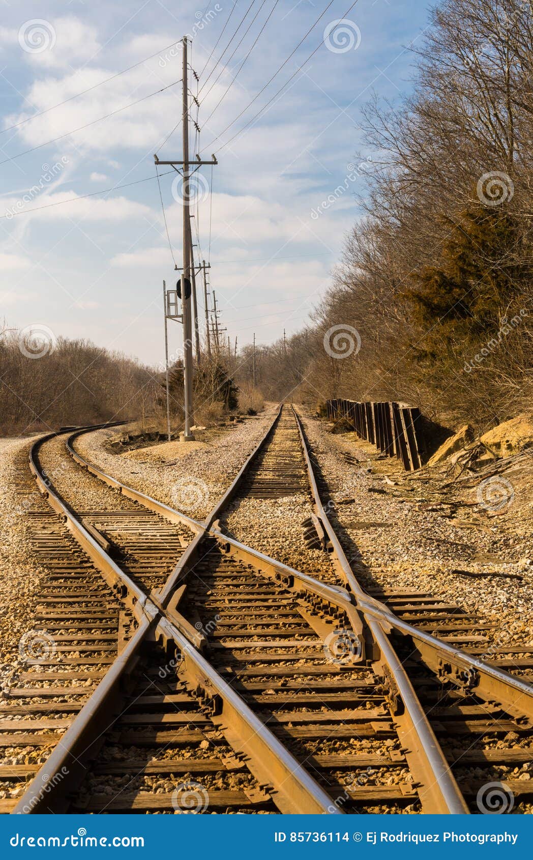 Railroad crossroads. stock photo. Image of crossroad - 85736114