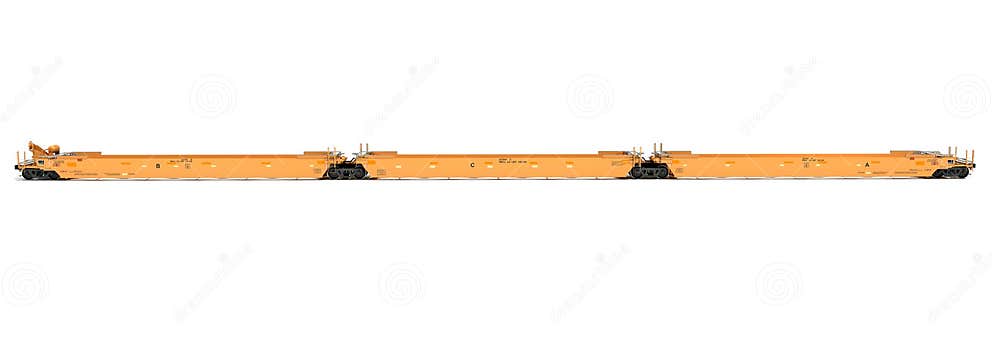 Railroad Double Stack Car 3D Rendering on White Background Stock ...