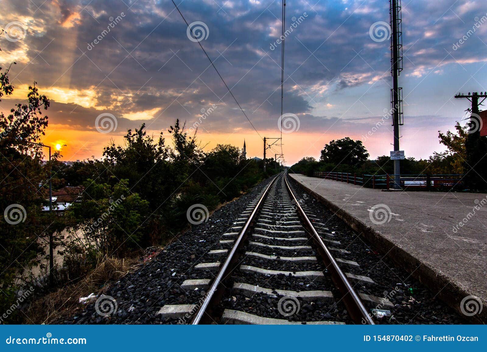 Railroad at a Dramatic Sunset Stock Photo - Image of gravel ...