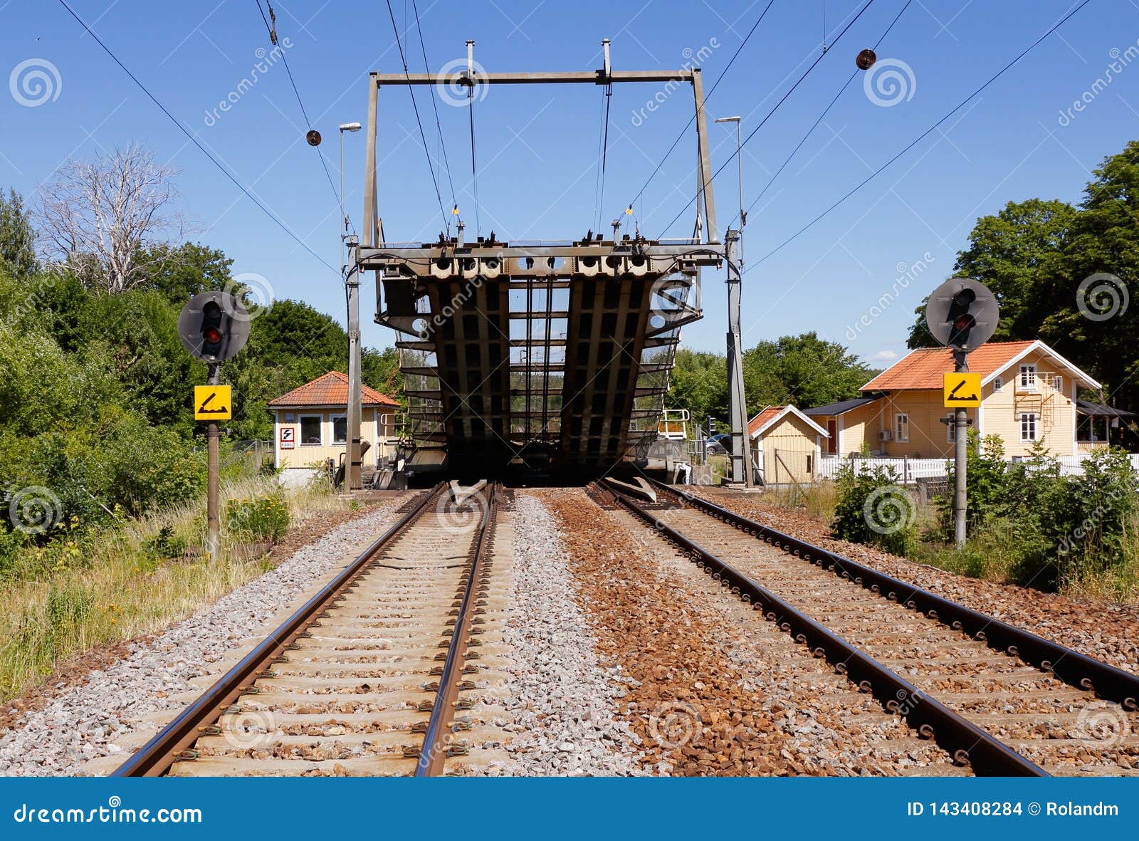 Railroad drawbridge stock photo. Image of line, moveable - 143408284