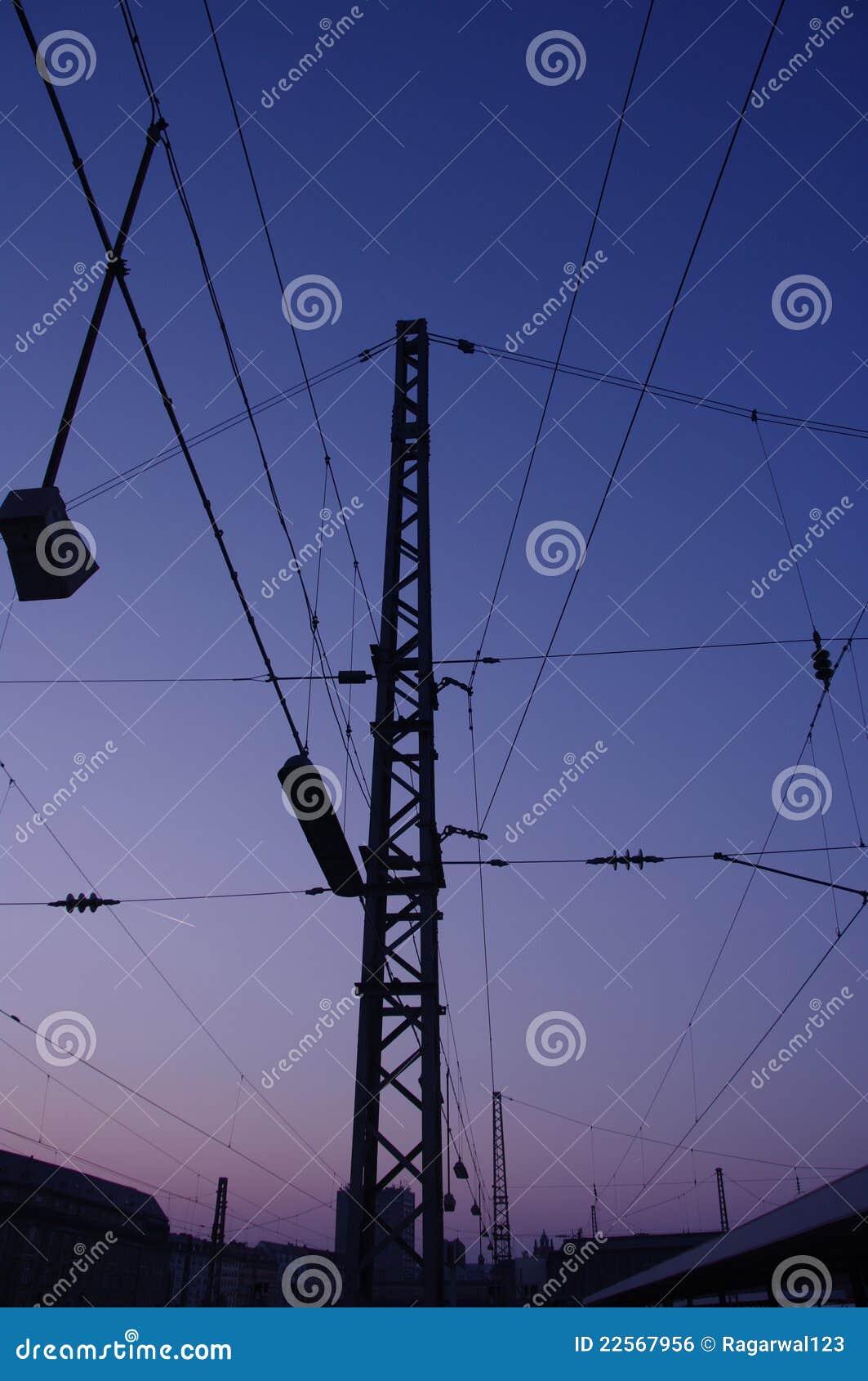 Railroad electric pylons stock photo. Image of power - 22567956